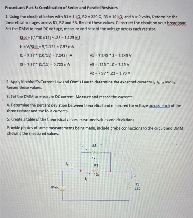 Solved Procedures Part 3: Combination of Series and Parallel | Chegg.com