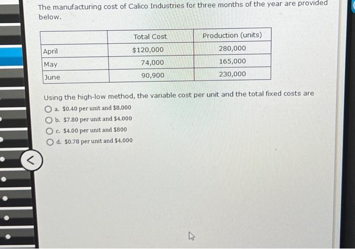 Solved Given the following cost and activity observations | Chegg.com