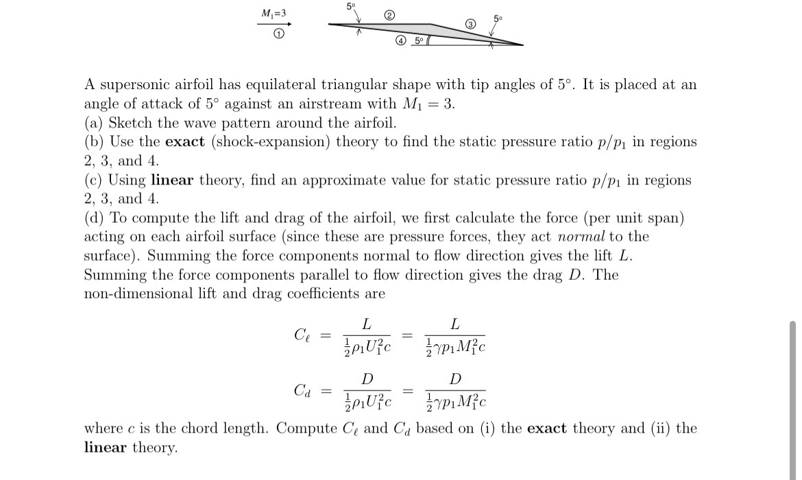 Solved M1C=:A supersonic airfoil has equilateral triangular | Chegg.com