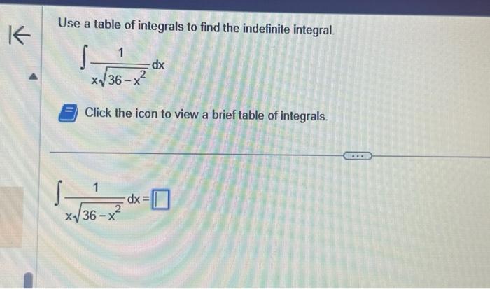Use a table of integrals to find the indefinite | Chegg.com
