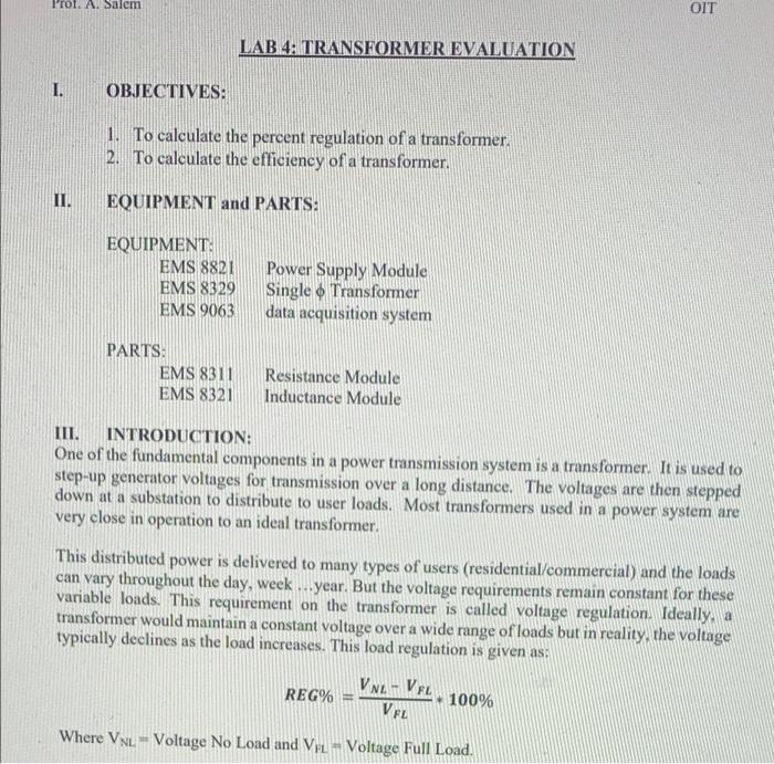 Solved OIT OBJECTIVES: 1. To calculate the percent | Chegg.com