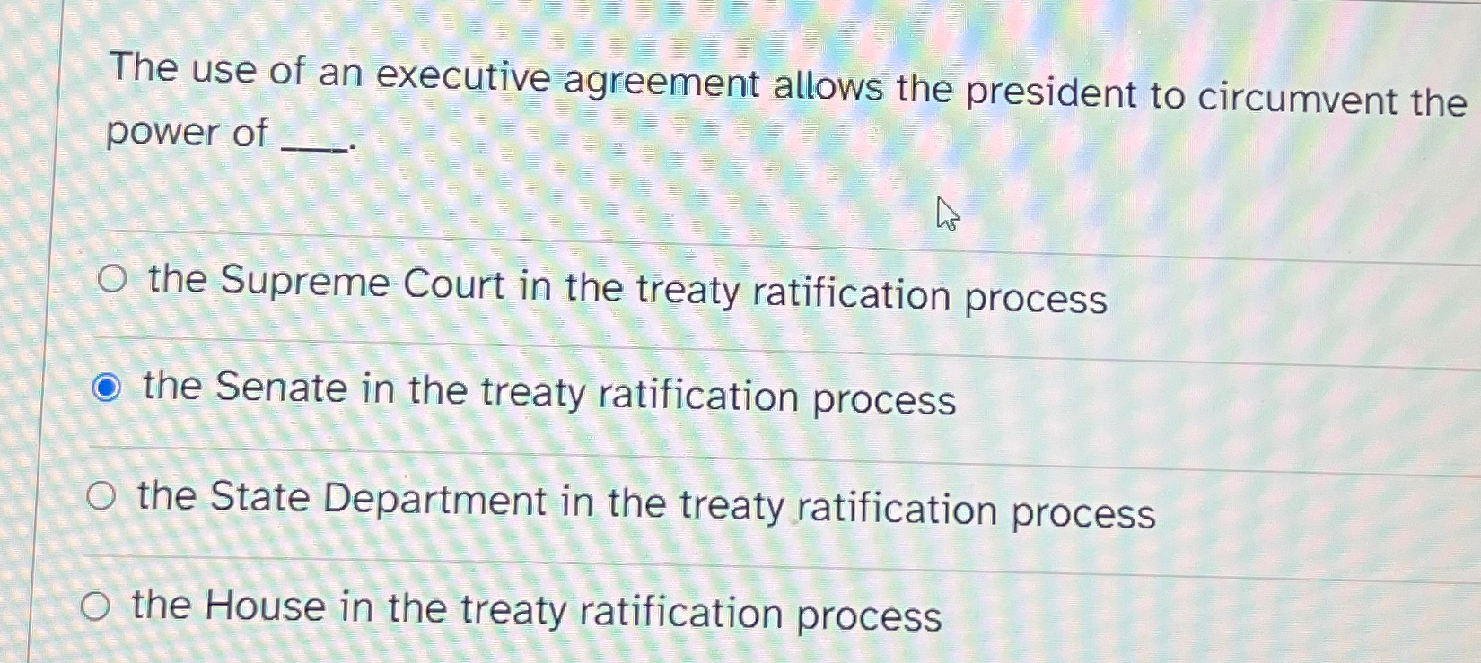 The use of an executive agreement allows the | Chegg.com