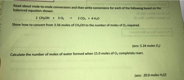 Solved Read about mole-to-mole conversions and then write | Chegg.com