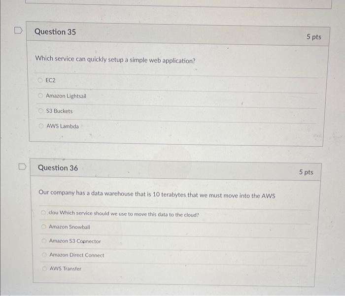Solved Which AWS Cloud service helps in quick deployment of | Chegg.com