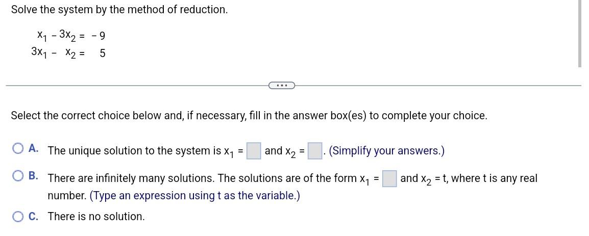 Solved Solve the system by the method of reduction. | Chegg.com
