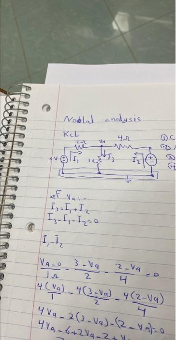 Solved Nodlal analysis af Va:− I3=I1+I2I3−I1−I2=0 | Chegg.com