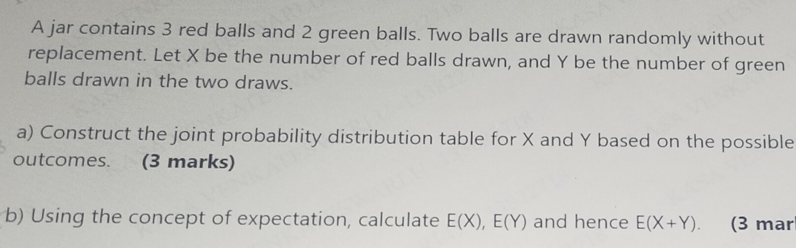 Solved A jar contains 3 ﻿red balls and 2 ﻿green balls. Two | Chegg.com