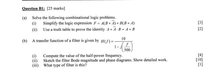 Solved Question B1: [25 marks] (a) Solve the following | Chegg.com