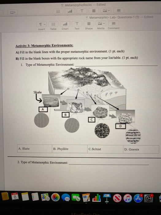 Solved MetamorphicRocks - Edited Metamorphic-Lab- | Chegg.com