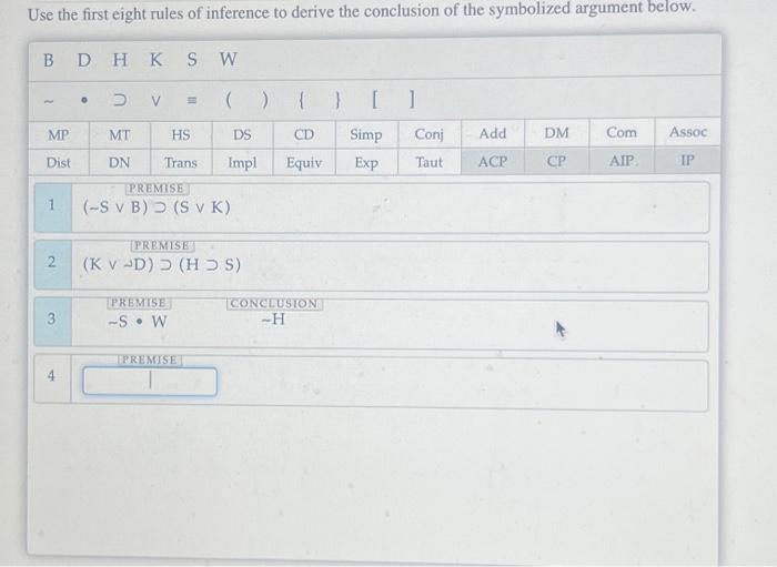 Use the first eight rules of inference to derive the | Chegg.com