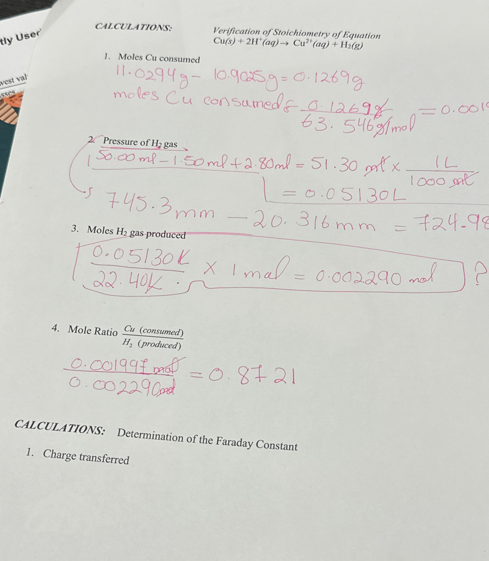 Solved CALCULATIONS:\\nVerification of Stoichiometry of | Chegg.com