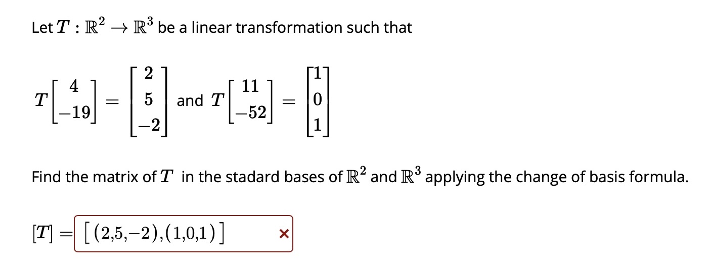 Solved Let T:R2→R3 ﻿be a linear transformation such | Chegg.com