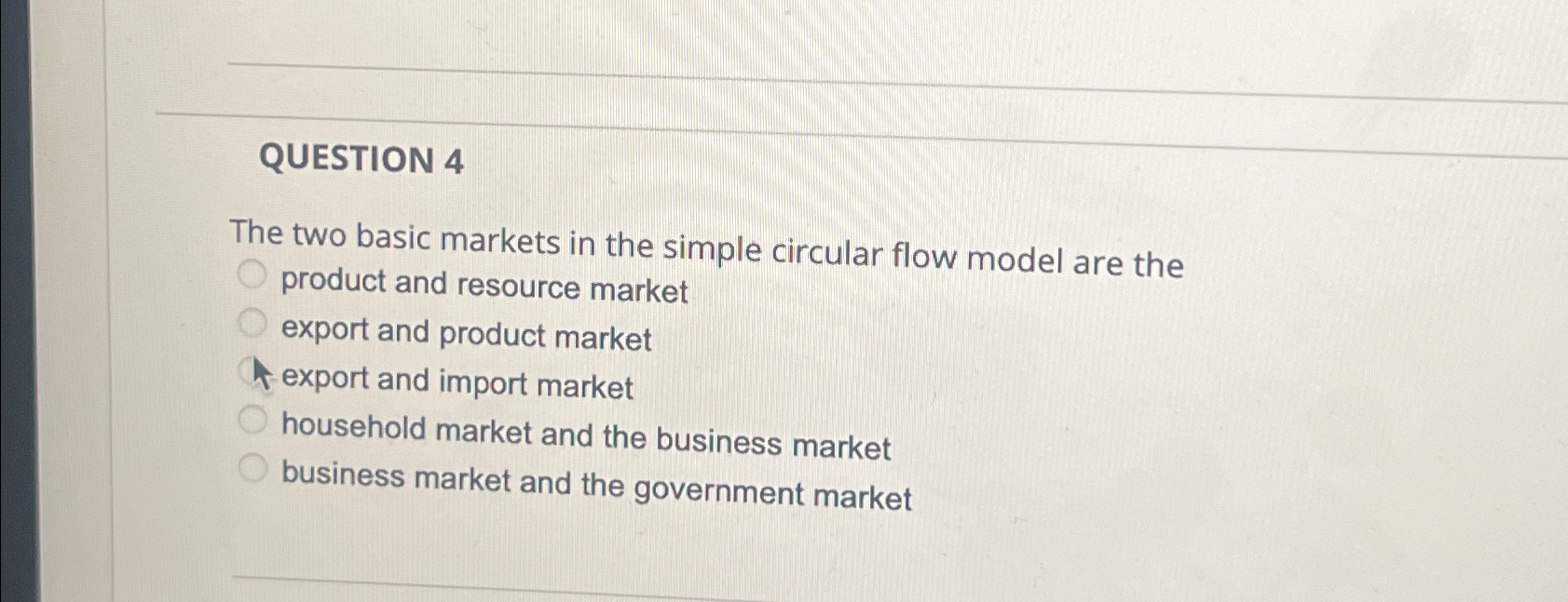 Solved QUESTION 4The two basic markets in the simple | Chegg.com