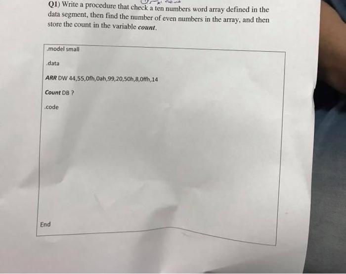 Solved Q1) Write a procedure that check a ten numbers word | Chegg.com