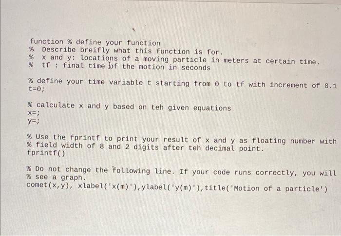 Solved t=0:0.1÷tfi A calculate x and y based on teh given | Chegg.com