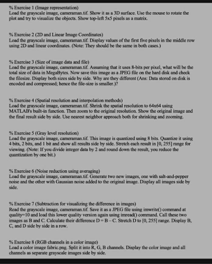 Solved % Exercise 9 (Spatial resolution and interpolation | Chegg.com