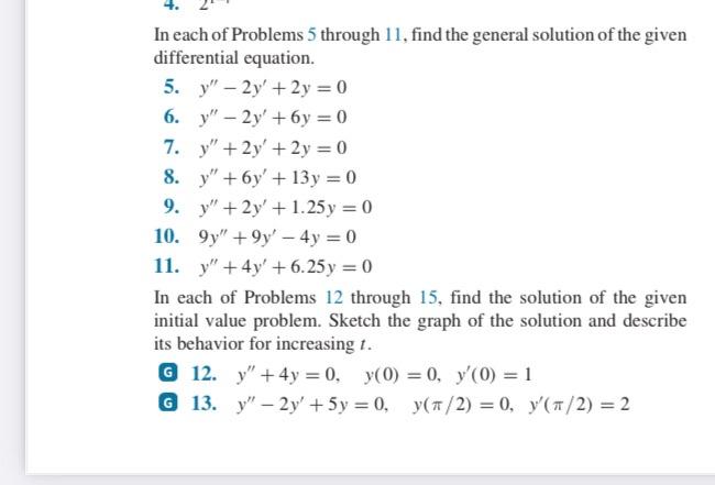 Solved In each of Problems 5 through 11, find the general | Chegg.com