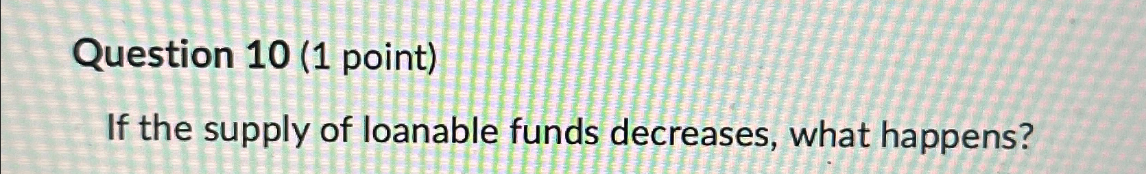 Solved Question 10 (1 ﻿point)If the supply of loanable funds | Chegg.com
