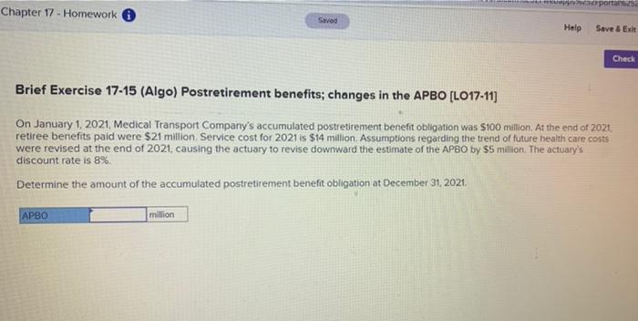 Solved er portar Chapter 17 - Homework Seved Help Save & | Chegg.com