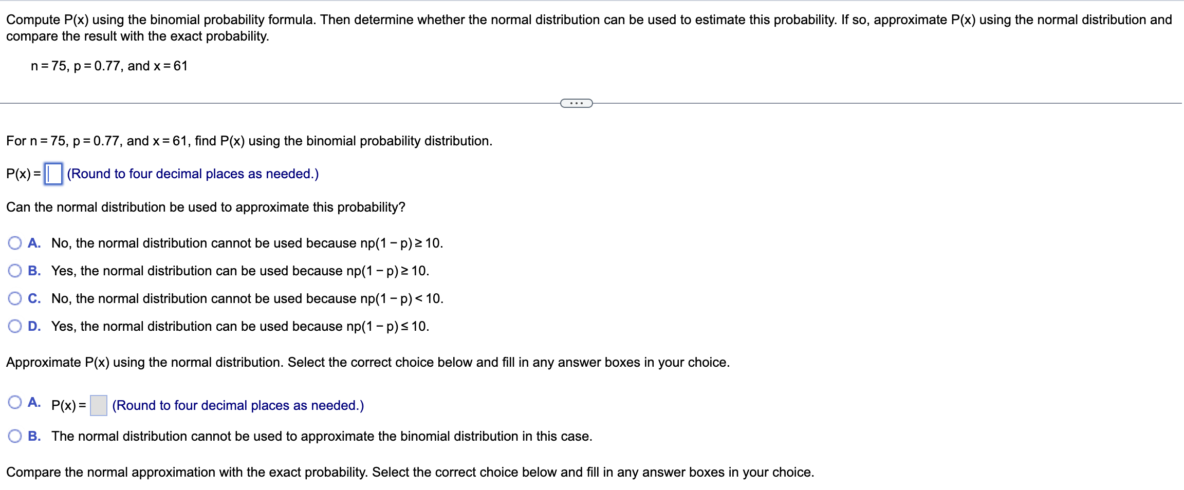 Solved Compute P(x) ﻿using the binomial probability formula. | Chegg.com