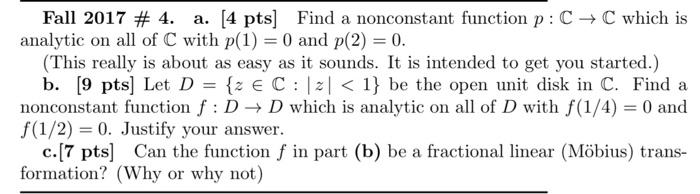 Solved Fall 2017 # 4. a. [4 pts] Find a nonconstant function | Chegg.com