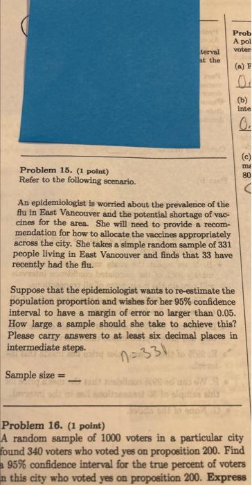 Solved Problem 15. (1 point) Refer to the following | Chegg.com