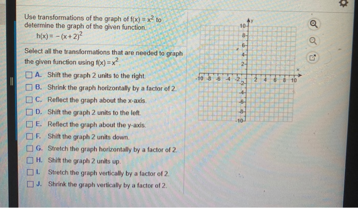 Solved Unction 35 Use Transformations Of The Graph Of F X