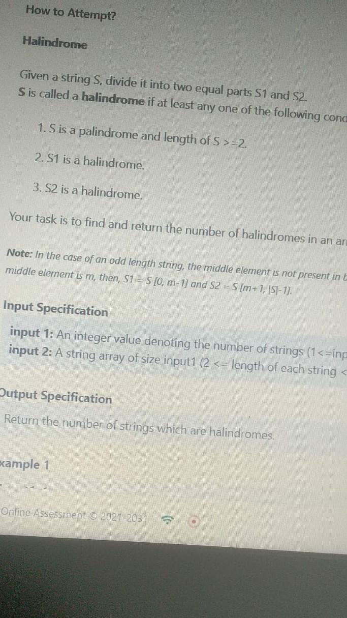 Solved Given a string S. Let us divide 5 into two equal | Chegg.com