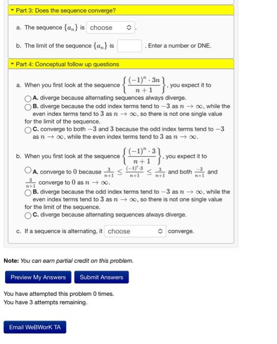 Solved 5 Points Consider The Sequence {an} {n 1 −1 N−3n}