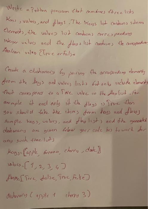 Solved Write a Pothon prourom that combines three lists | Chegg.com