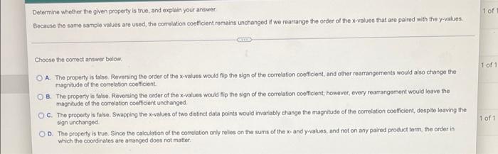 Solved Determine whether the given property is true, and | Chegg.com