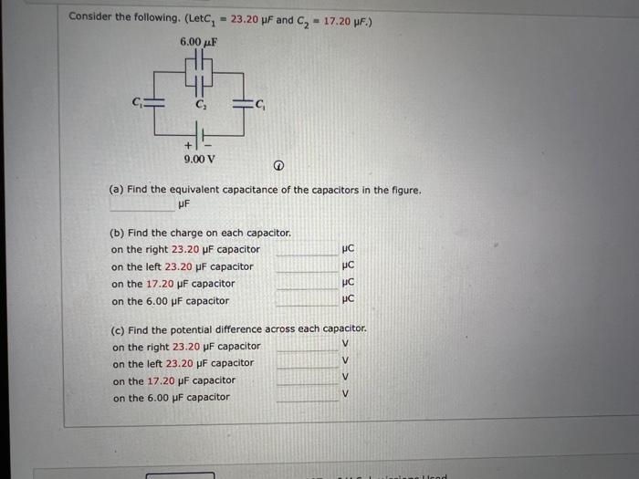 Solved Consider the following. ( Let C1=23.20μF and | Chegg.com