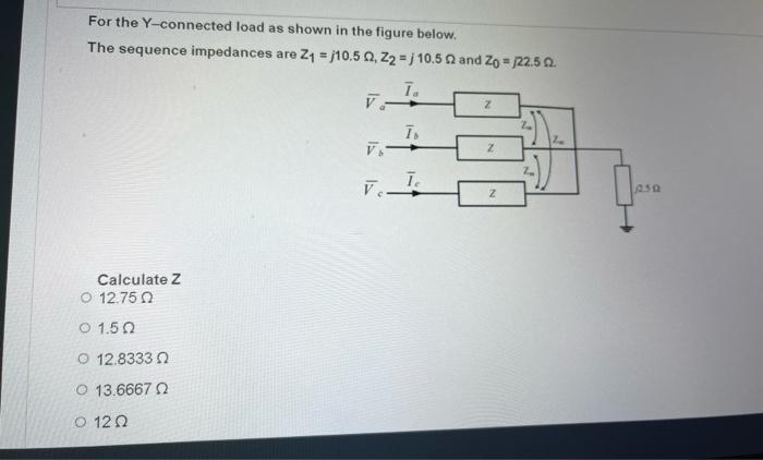 Solved For the Y-connected load as shown in the figure | Chegg.com