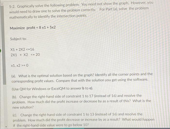 Solved 5-2. Graphically solve the following problem. You | Chegg.com