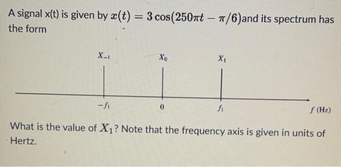 Solved A signal x(t) is given by x(t)=3cos(250πt−π/6) and | Chegg.com