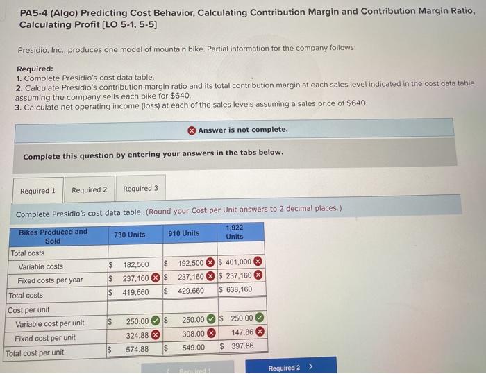 Solved PA5-4 (Algo) Predicting Cost Behavior, Calculating | Chegg.com
