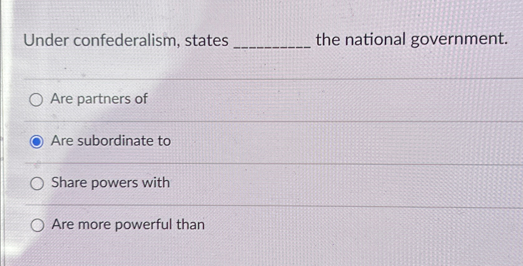 Solved Under confederalism, states the national | Chegg.com