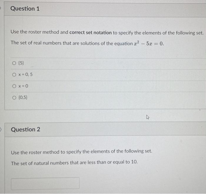 Solved Use the roster method and correct set notation to | Chegg.com