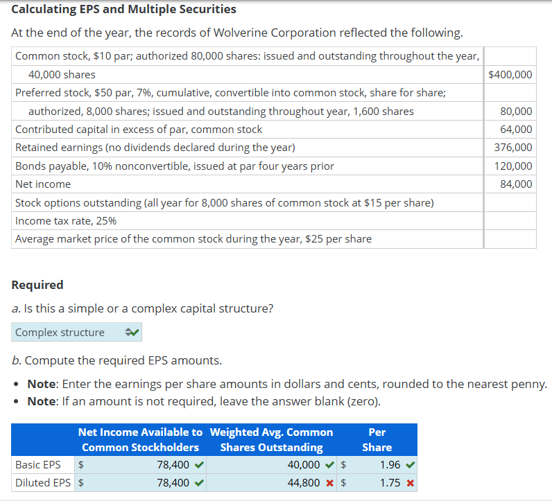 Solved Calculating EPS and Multiple SecuritiesAt the end of | Chegg.com