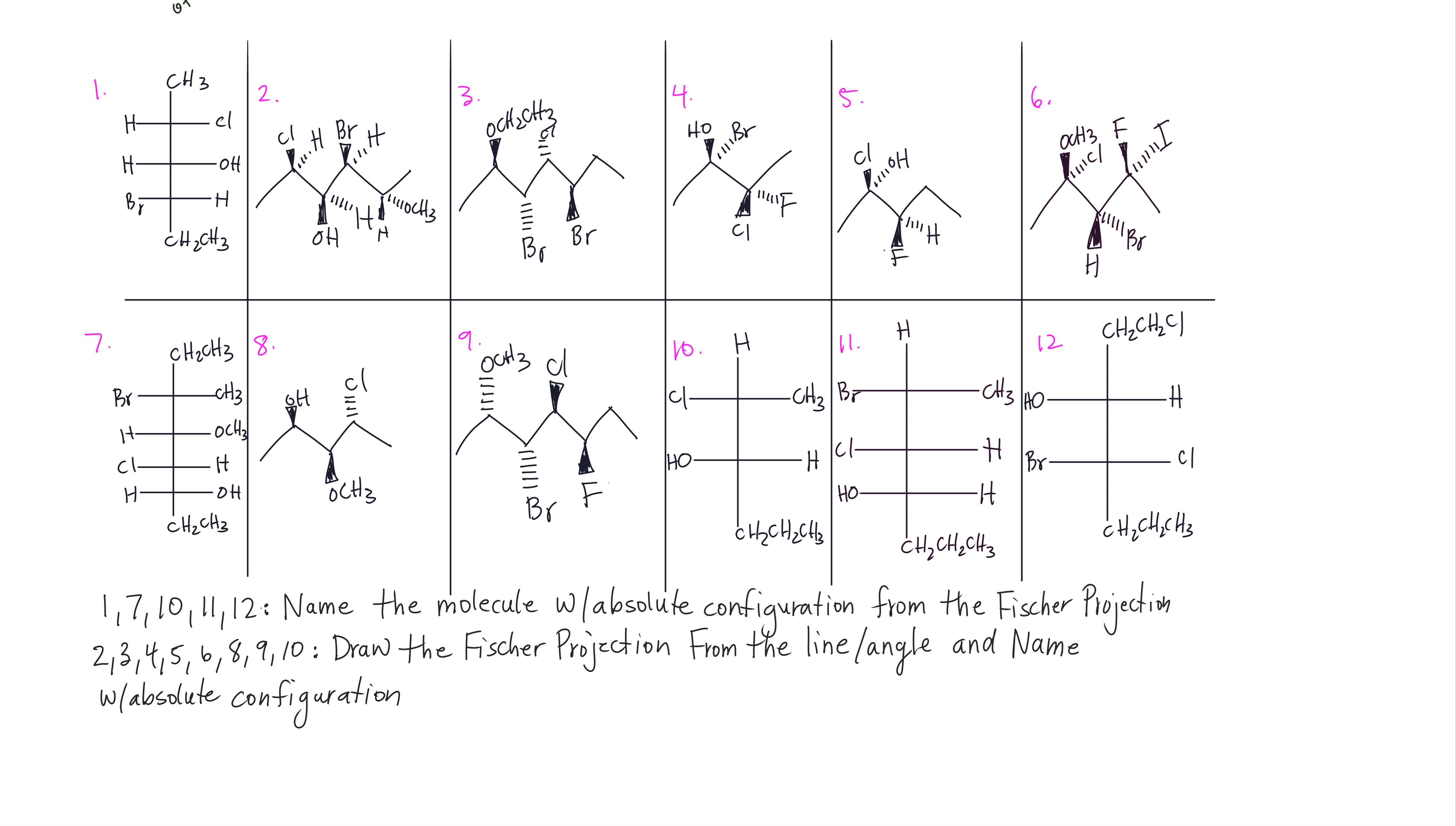 [Solved]: 2,3,4,5, 6, 8,9,10: Draw the Fischer Projection Fr