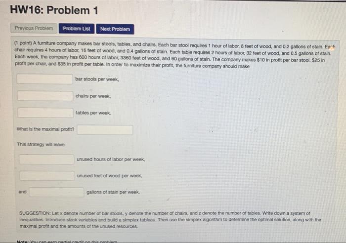 Solved HW16: Problem 1 Next Problem Previous Problem Problem | Chegg.com