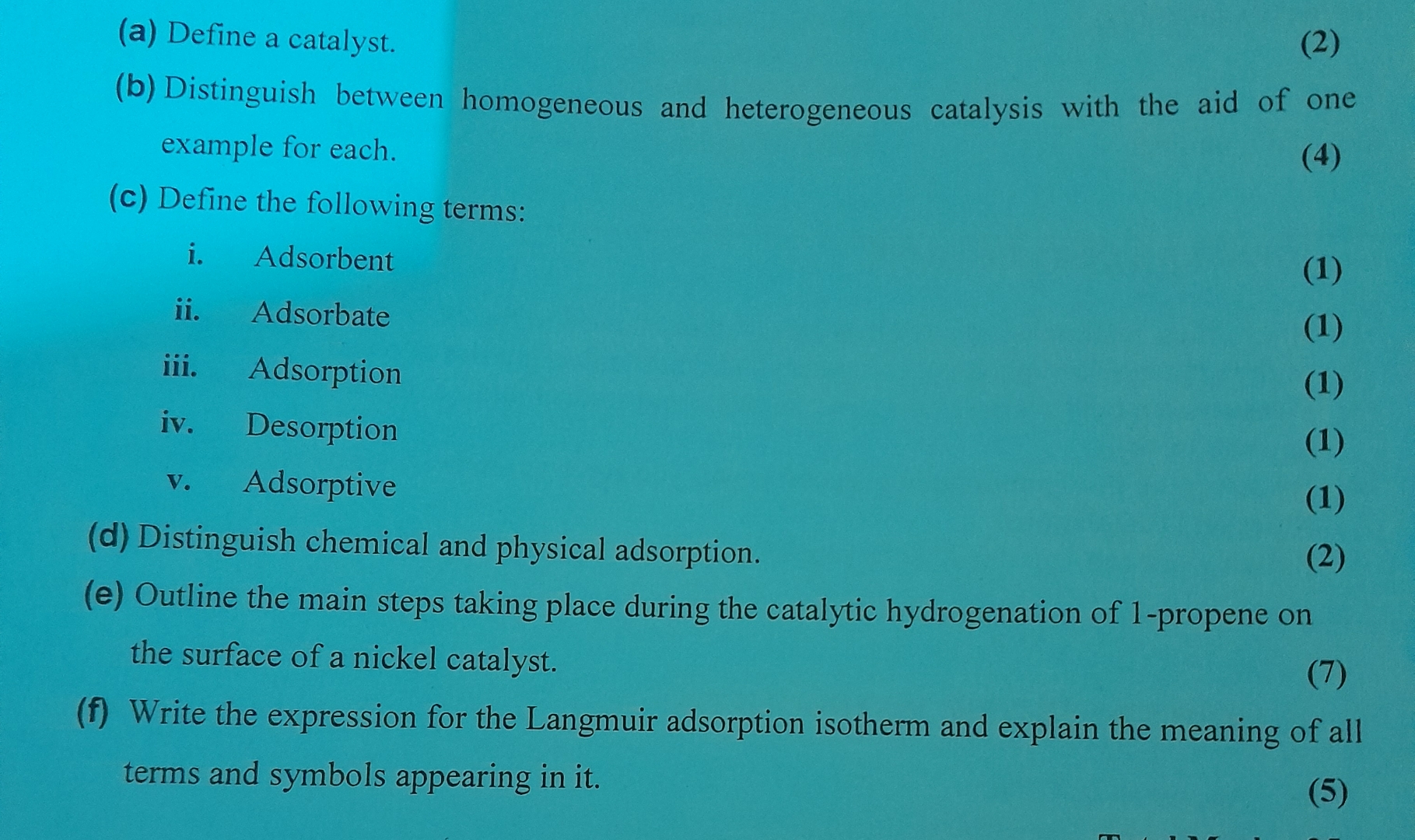 Solved (a) ﻿Define a catalyst.(b) ﻿Distinguish between | Chegg.com