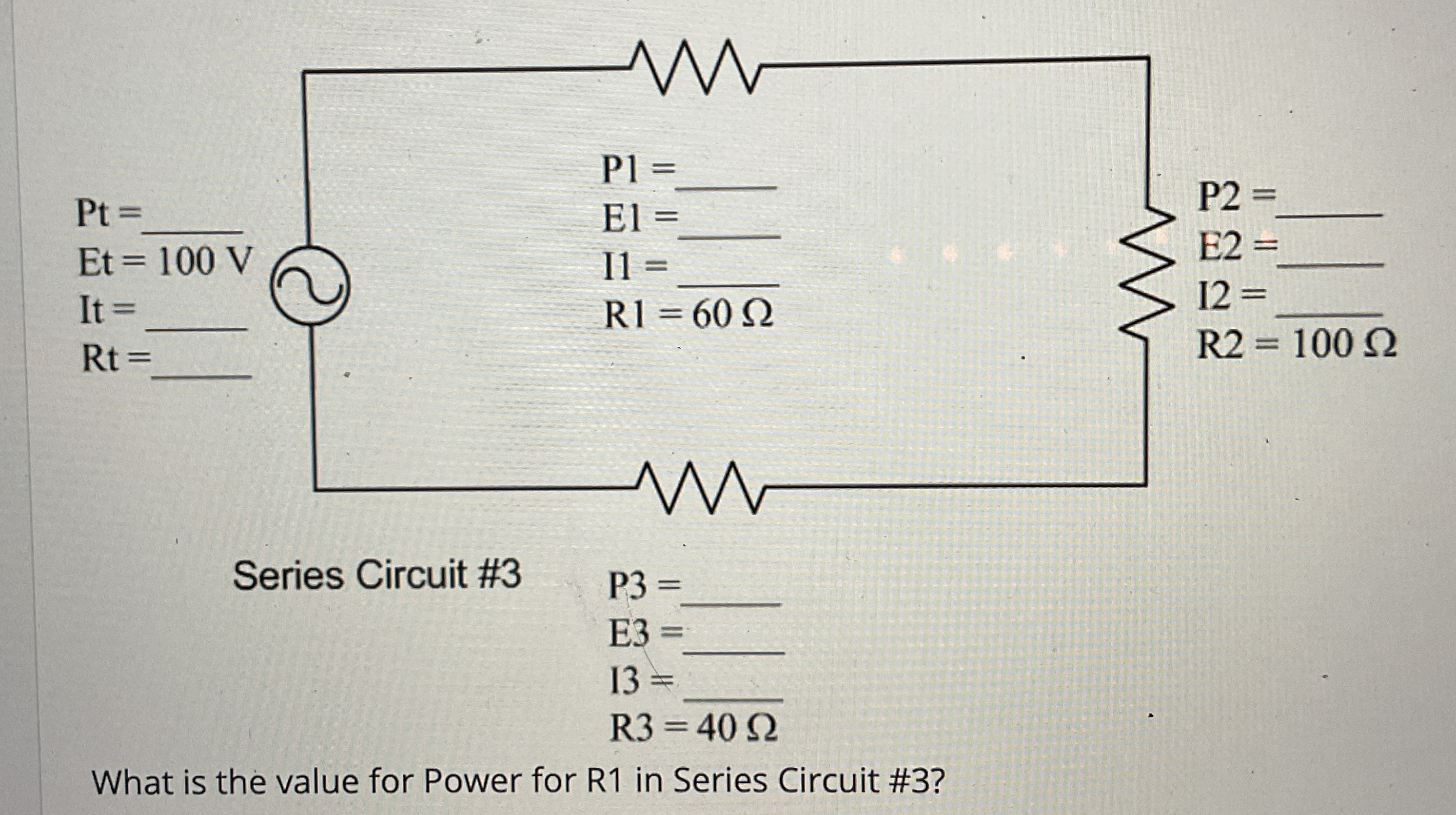 Solved What is the value for Power for R1 ﻿in Series Circuit | Chegg.com