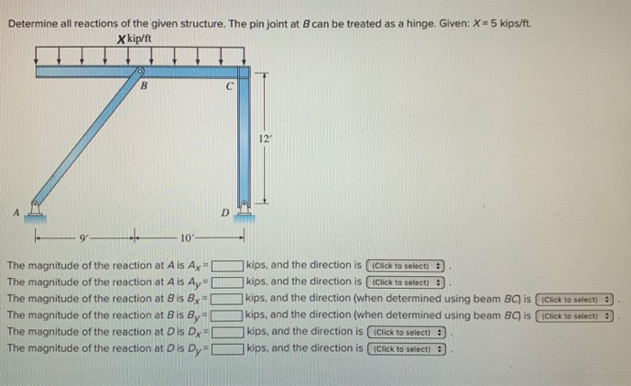 Solved Determine all reactions of the given structure. The | Chegg.com
