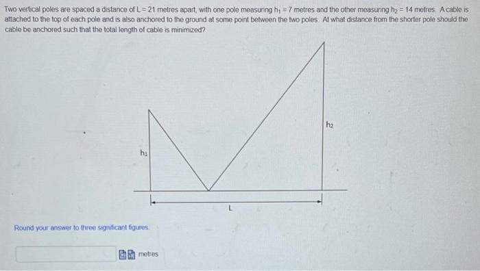 Solved Two vertical poles are spaced a distance of L=21 | Chegg.com