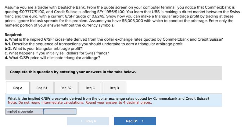 Solved Assume you are a trader with Deutsche Bank. From the | Chegg.com