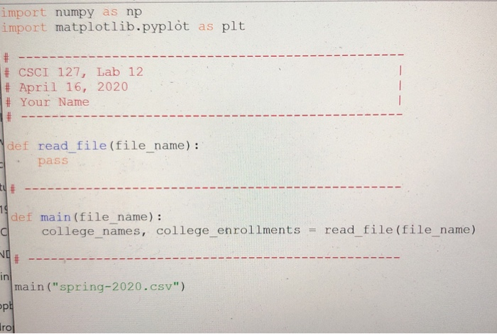 Solved Using The Given Code And Csv File Produce The Graph 6328