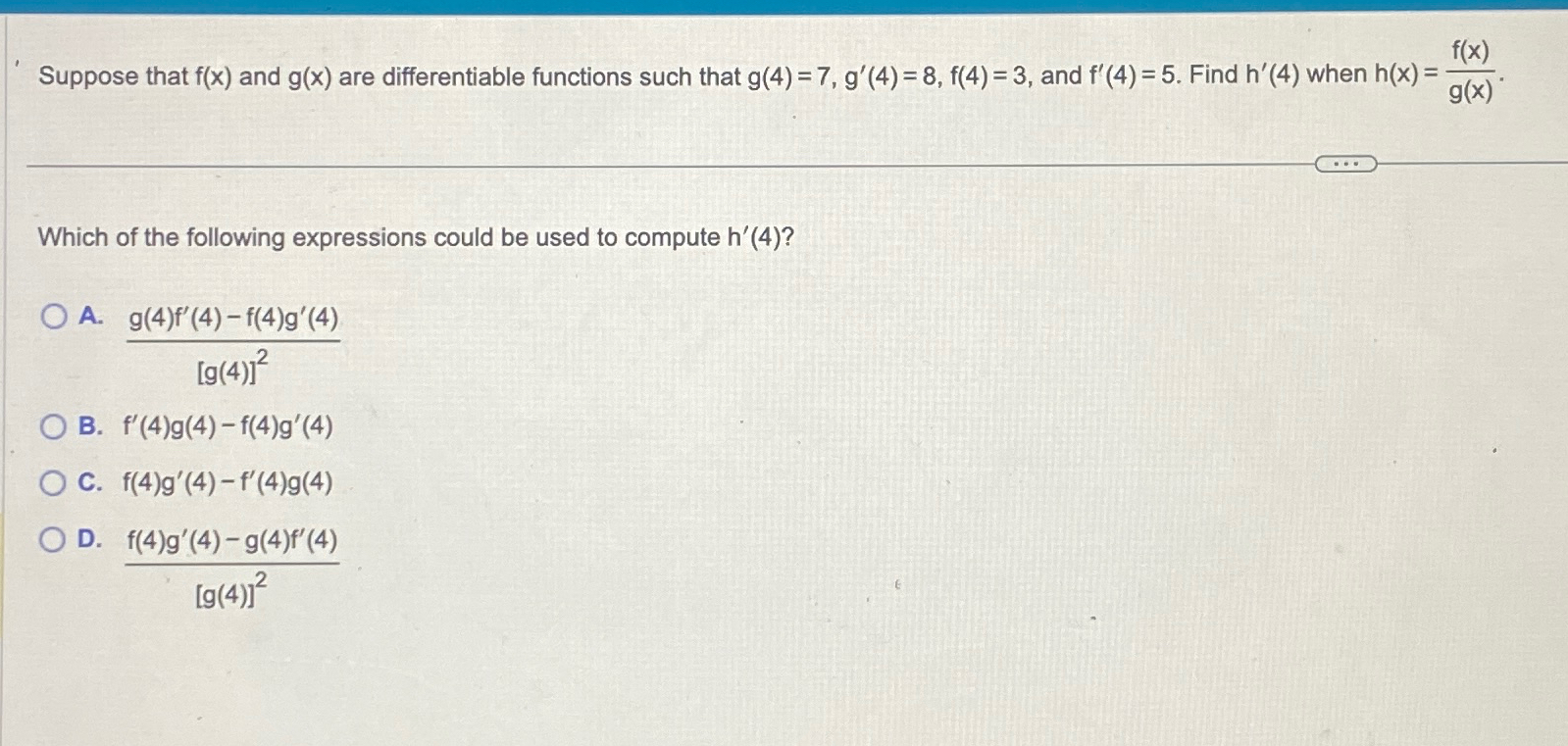 Solved Suppose that f(x) ﻿and g(x) ﻿are differentiable | Chegg.com