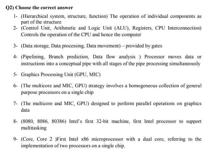 Solved Q2) Choose the correct answer 1- (Hierarchical | Chegg.com