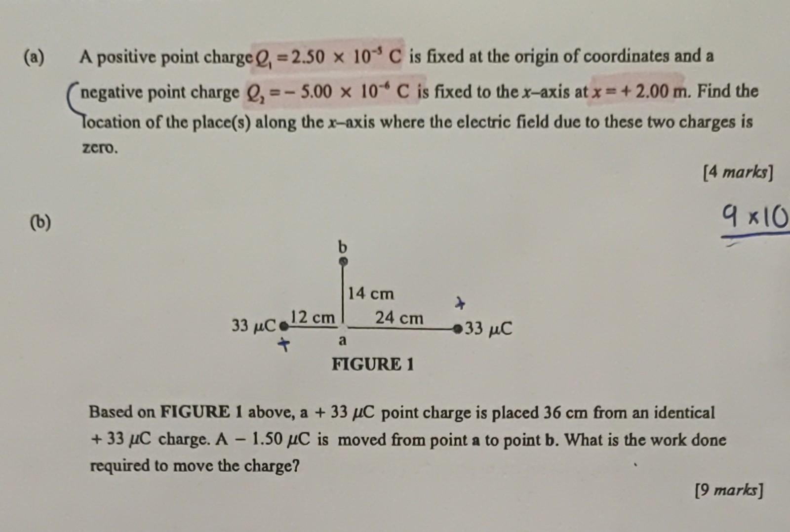 Solved (a) A positive point charge Q1=2.50×10−5C is fixed at | Chegg.com